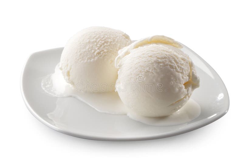 Primer Natural De Dos Bolas Del Helado Aislado En Blanco Foto de ...