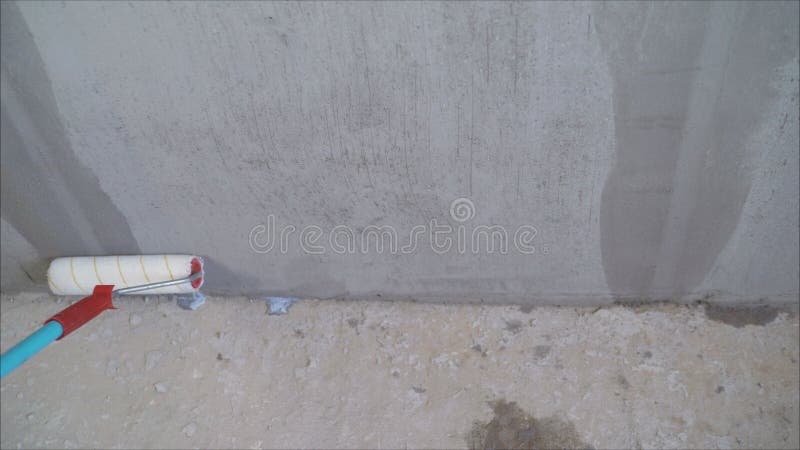 Primer Concrete Wall. Priming the Wall. Concrete Wall Stock Photo ...