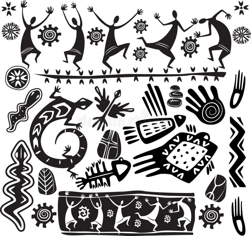 Primitive Art Design Elements Stock Vector - Illustration of symbolic ...