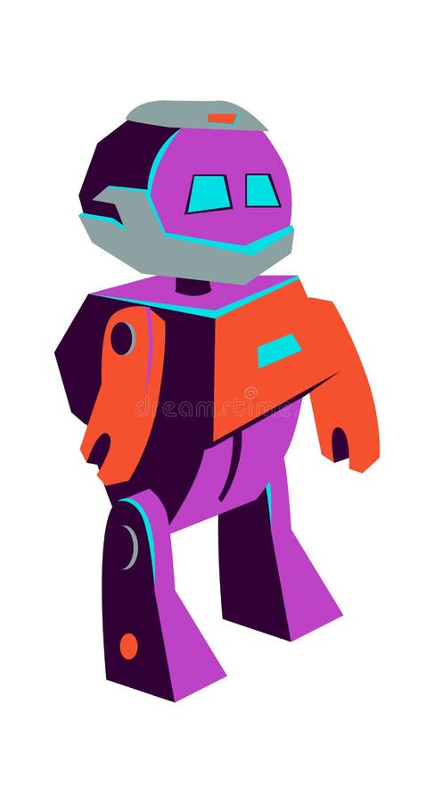 Primitive Artificial Intelligence Purple Robot Stock Vector ...