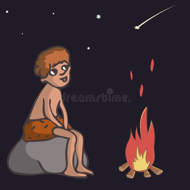 Primitive Boy Watching Stars Stock Vector - Illustration of clip ...