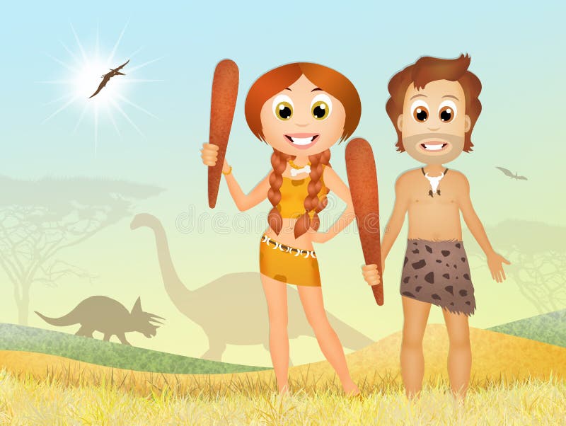 Primitive couple stock illustration. Illustration of life - 58524970