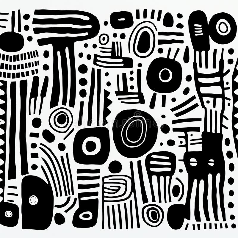 Primitive Forms a Simple Doodle Poster with Absurd Monotone ...