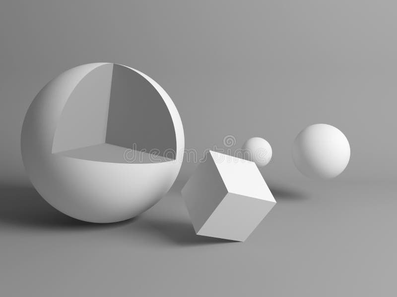 Primitive Geometric Shapes. 3d Rendering Stock Illustration ...