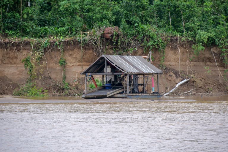 Primitive Gold Mining Operations on the Amazon River in the Amazon ...