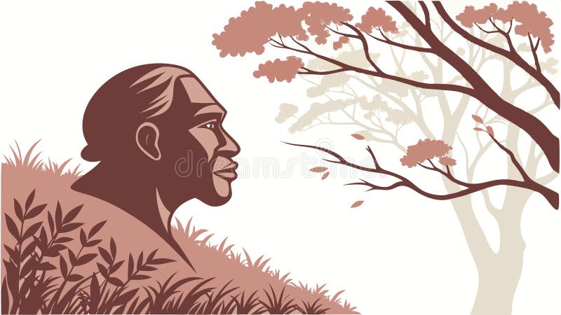 Primitive Human Profile in Wilderness, Vector Design Generative AI ...