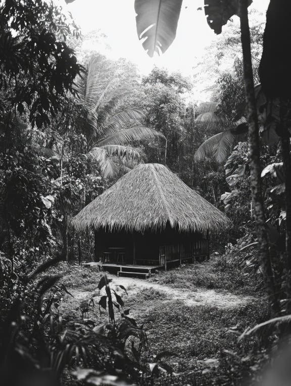 Primitive Hut in Jungle stock photo. Image of sustainable - 364506824