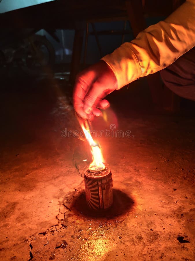 Primitive Illumination : Midnight Torch Moment Stock Image - Image of ...