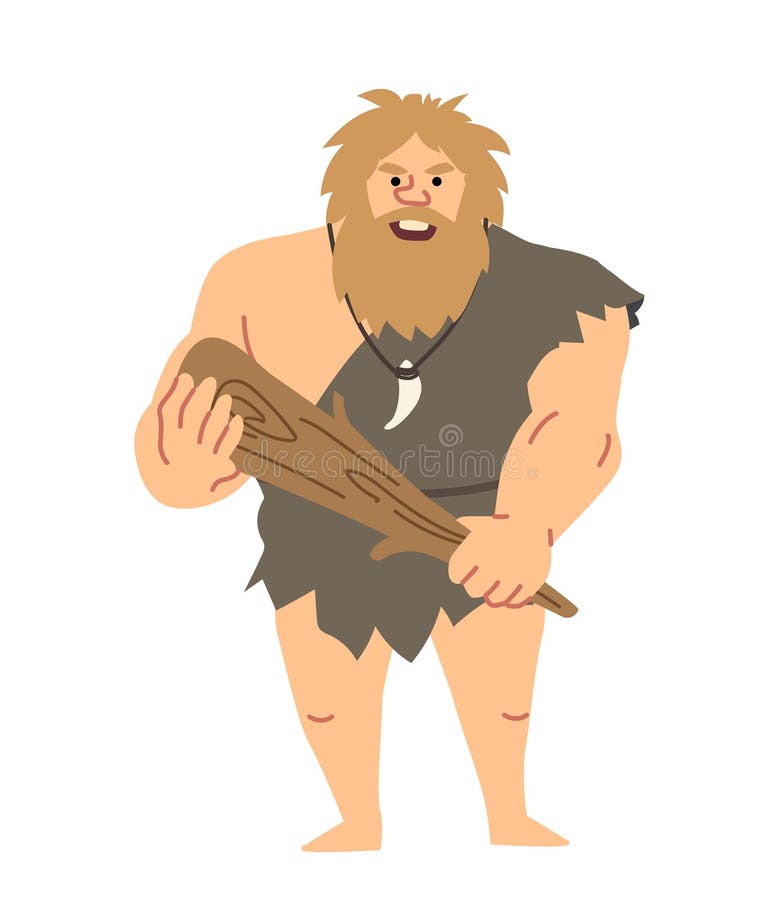Primitive Man with a Big Cudgel Stock Vector - Illustration of primal ...