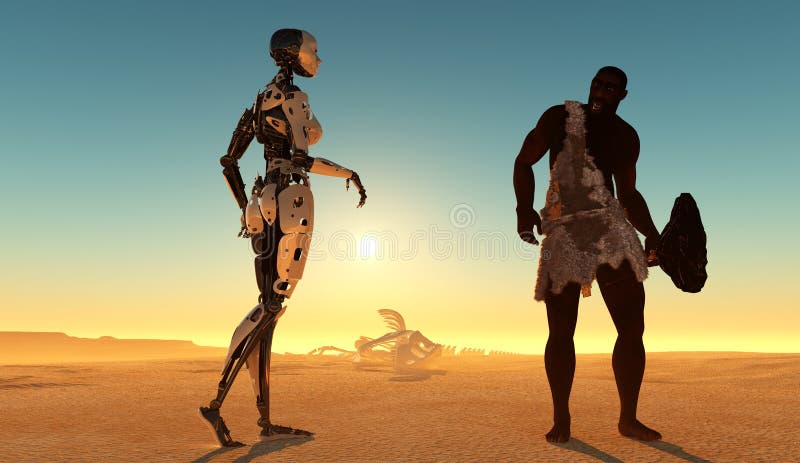 Robot and man stock illustration. Illustration of nude - 263306215