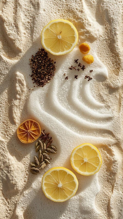 Primitive Salt Circle with Spices, Seeds, and Lemon Slices in Sacred ...