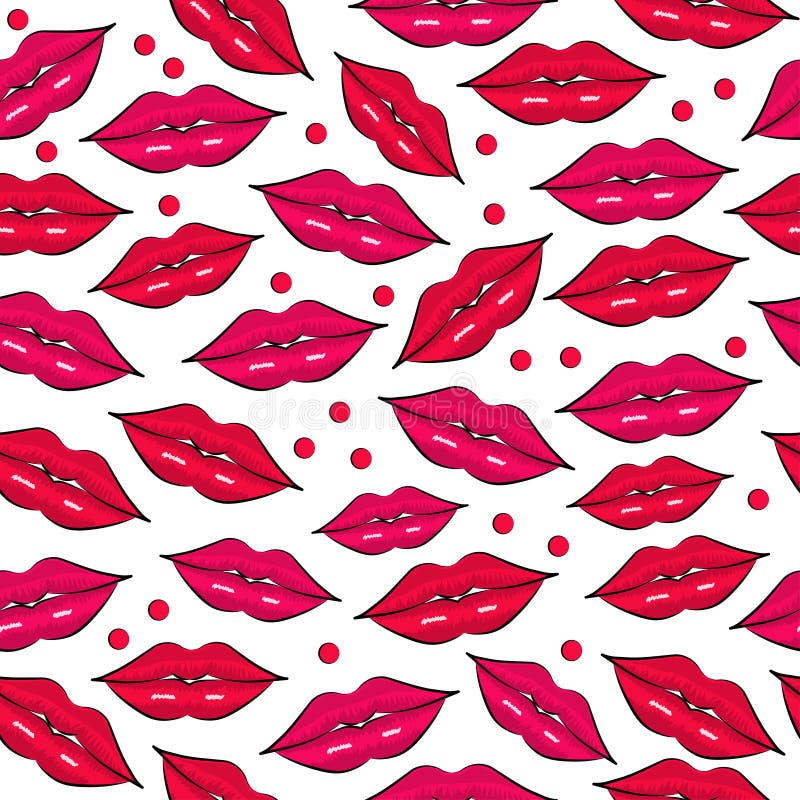 Primitive Seamless Retro Pattern with Different Lips Stock Vector ...