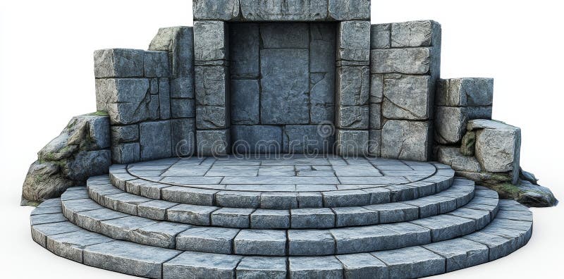 A Primitive Stone Foundation Adorned with Circular Patterns and Obscure ...
