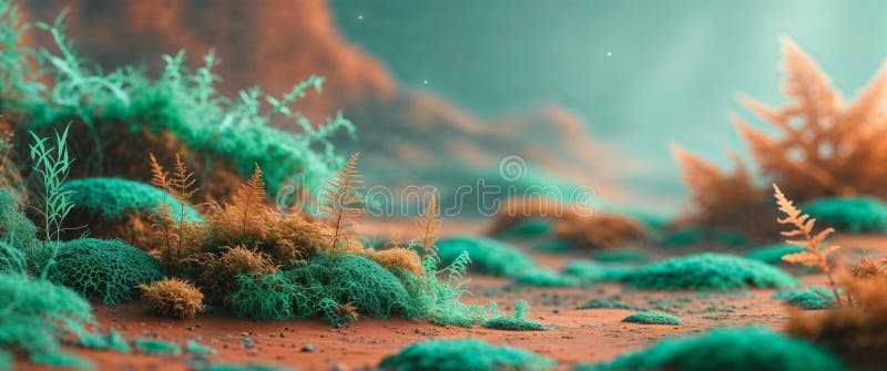 Primitive Vegetation on Early Earth Landscape Stock Image - Image of ...