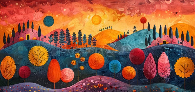 Primitivism - Painting with Bold Colors Stock Illustration ...