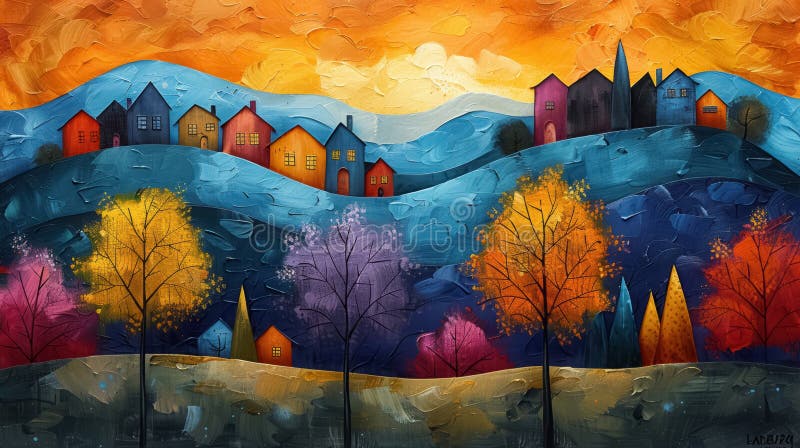 Primitivism - Painting with Bold Colors Stock Illustration ...