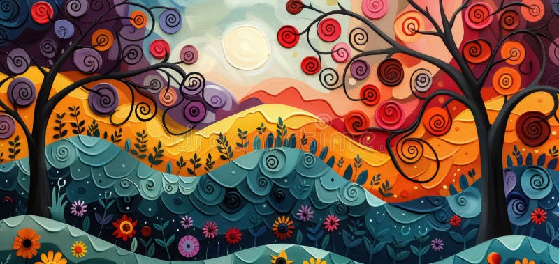 Primitivism - Painting with Bold Colors Stock Illustration ...
