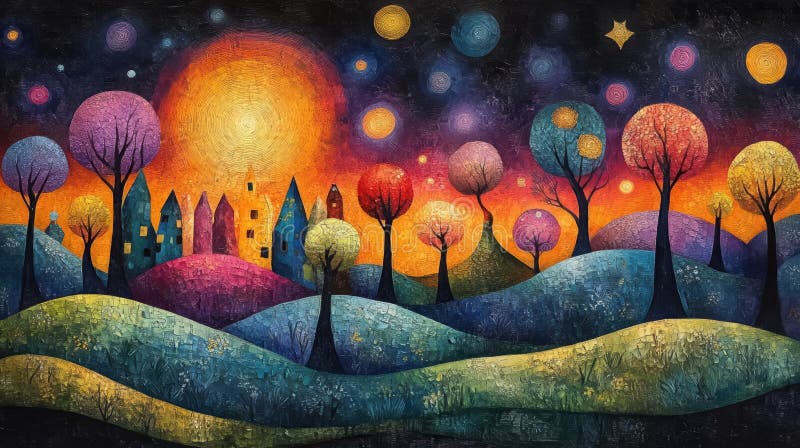 Primitivism - Painting with Bold Colors Stock Illustration ...