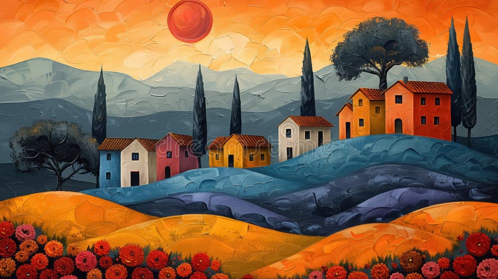 Primitivism - Painting with Bold Colors Stock Illustration ...