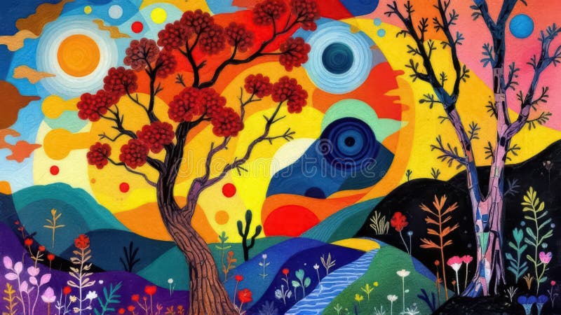 Primitivism - Painting with Bold Colors Stock Illustration ...