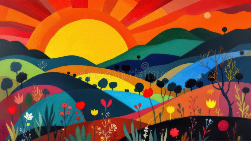 Primitivism - Painting with Bold Colors Stock Illustration ...