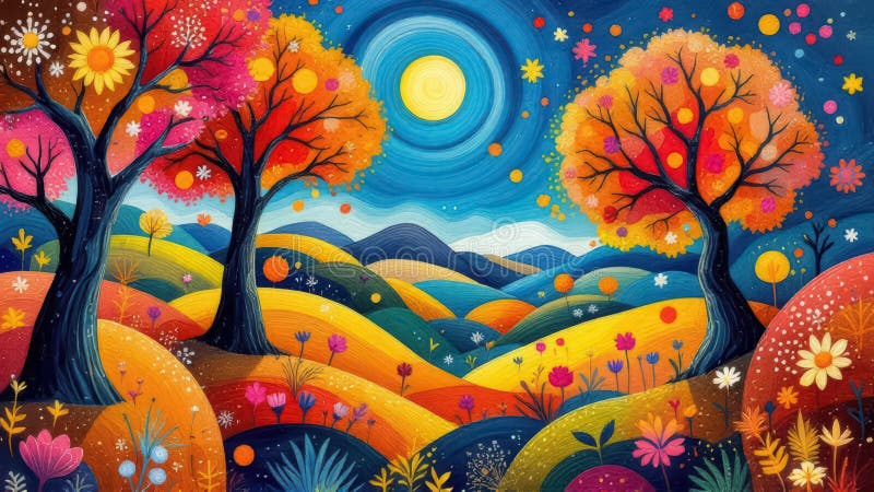 Primitivism - Painting with Bold Colors Stock Illustration ...