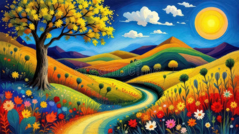 Primitivism - Painting with Bold Colors Stock Illustration ...