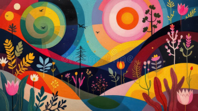 Primitivism - Painting with Bold Colors Stock Illustration ...