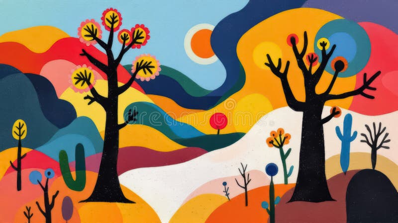 Primitivism - Painting with Bold Colors Stock Illustration ...