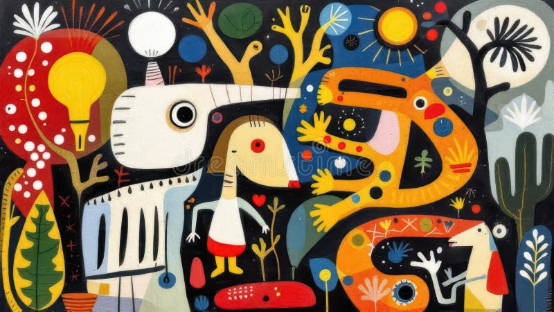 Primitivism - Painting with Bold Colors Stock Illustration ...