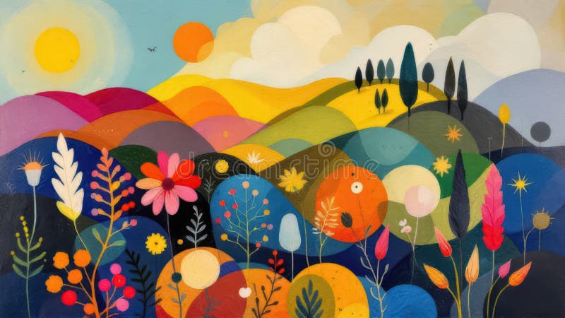 Primitivism - Painting with Bold Colors Stock Illustration ...