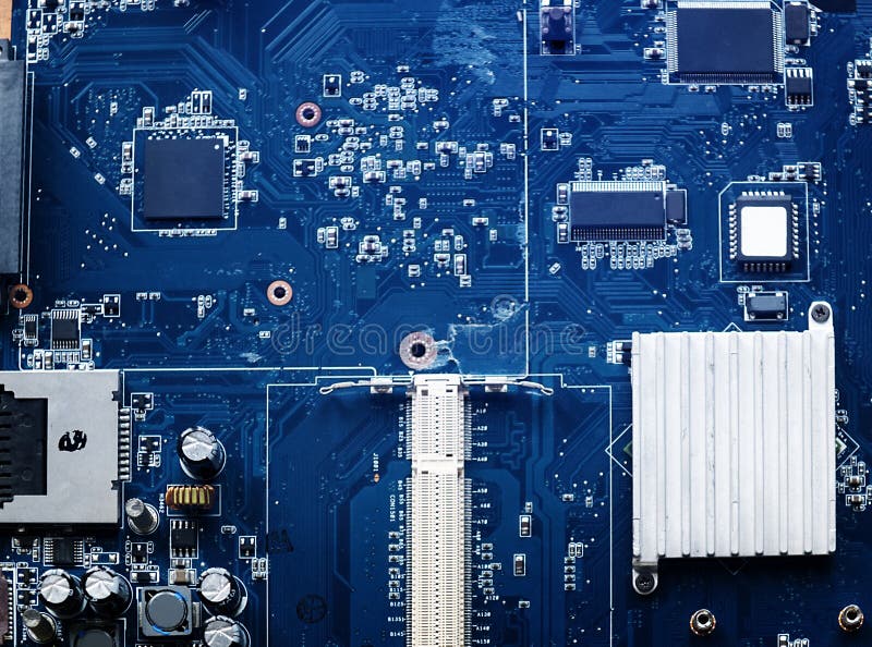 Primo Piano Del Mainboard Dei Microprocessori Delle Componenti Di ...