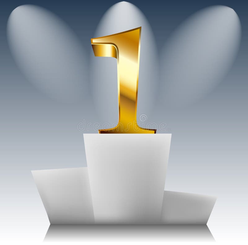 Primo Posto Dorato Su Un Podio Del Vincitore Fotografia Stock ...