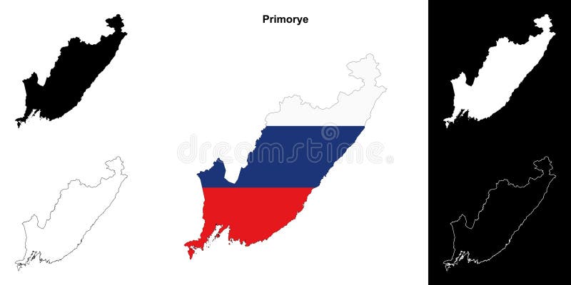 Primorye outline map stock vector. Illustration of cartography - 334733817