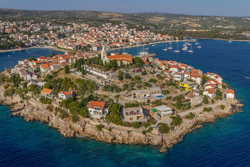 Primosten aerial stock photo. Image of roof, europe, port - 27852218