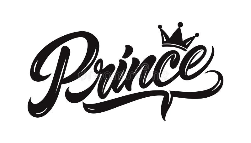 Prince - Calligraphy Lettering with a Hand Drawn Crown on a White ...
