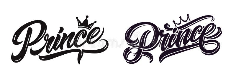Prince - Calligraphy Lettering with a Hand Drawn Crown on a White ...