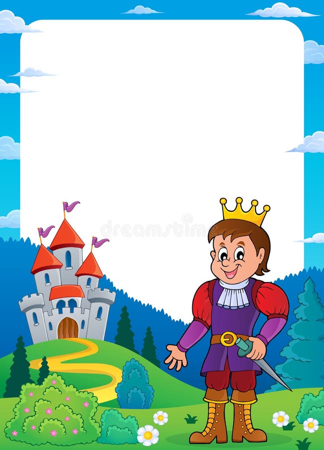 Prince and Castle Theme Frame 1 Stock Vector - Illustration of hill ...