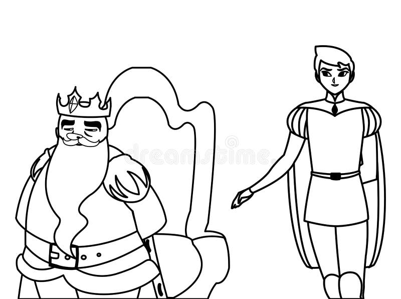 Prince Charming with King on Throne Characters Stock de ilustración ...