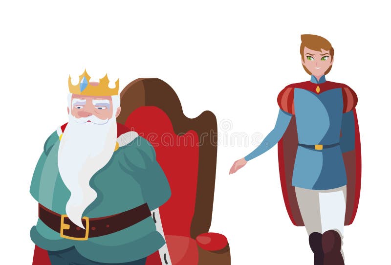 Prince Charming with King on Throne Characters Stock Illustration ...