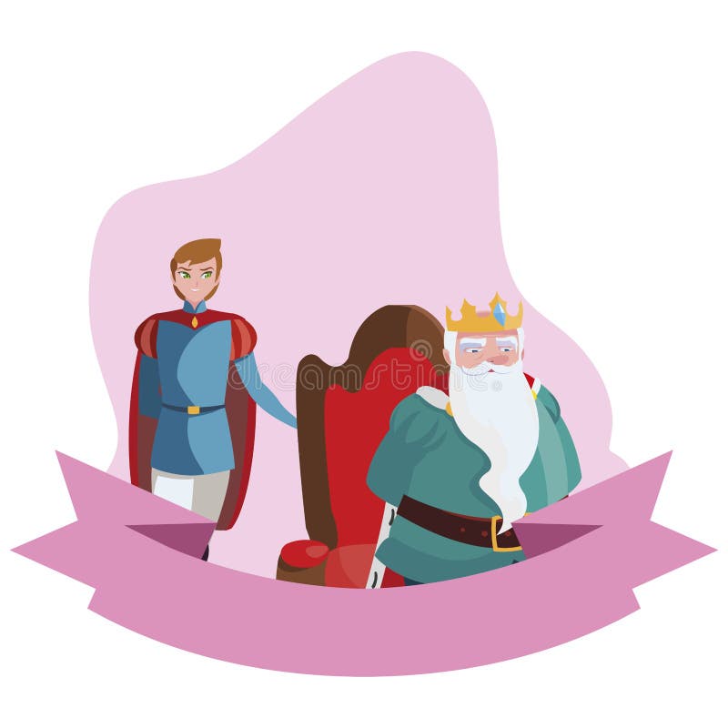Prince Charming with King on Throne Characters Stock Illustration ...