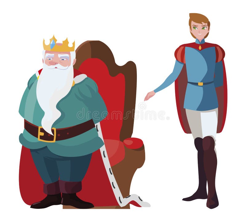 Prince Charming with King on Throne Characters Stock Illustration ...