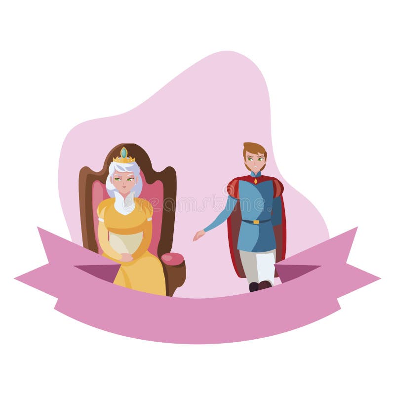 Prince Charming with Queen on Throne Characters Stock Illustration ...