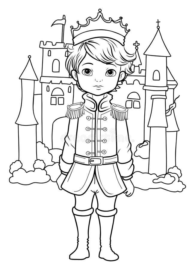 Prince Coloring Page. Coloring Page Prince in a Crown and Royal Clothes ...
