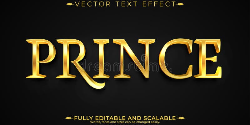 Prince Editable Text Effect, Editable Gold and Royal Text Style Stock ...