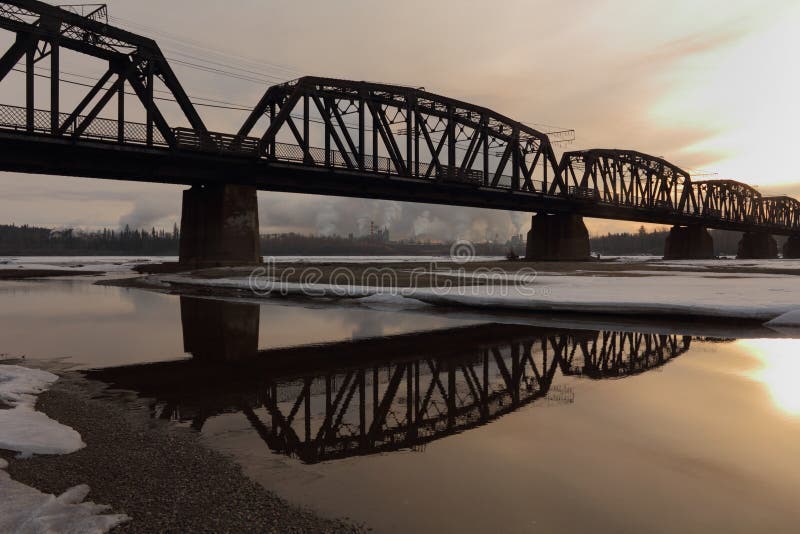 Prince George Rail Bridge, Fraser River Stock Image - Image of bridge ...