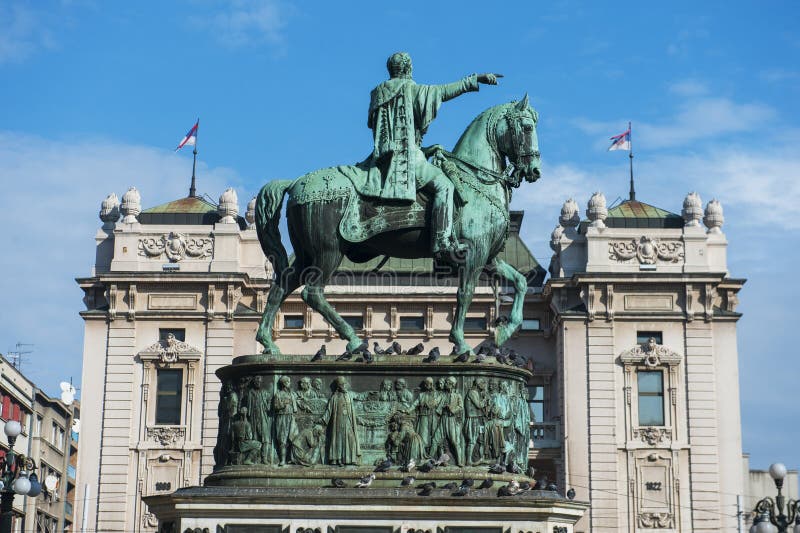 Prince Mihailo Monument at Square of the Republic. Belgrade, Serbia ...