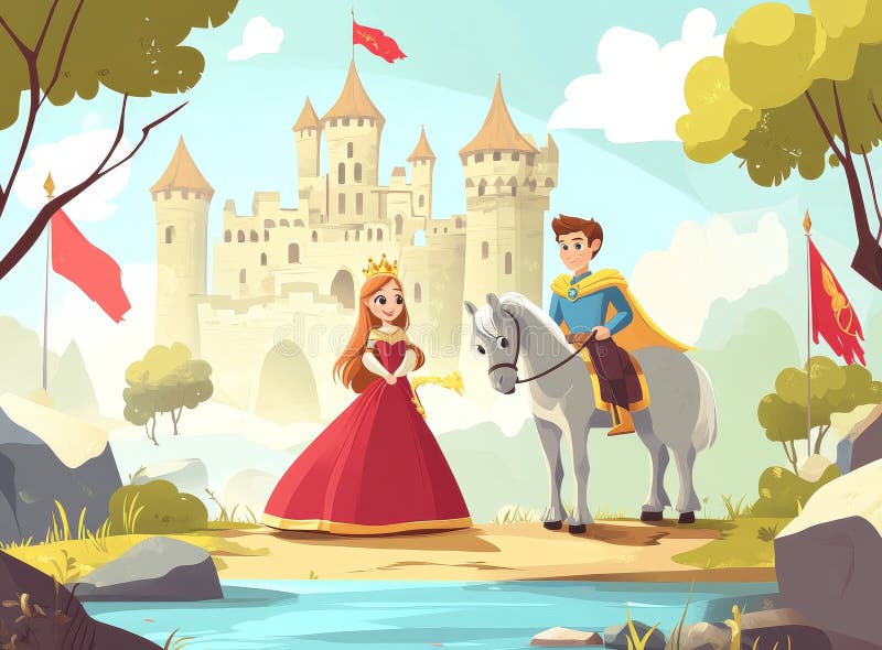 Prince and Princess in a Beautiful Landscape Stock Photo - Image of ...