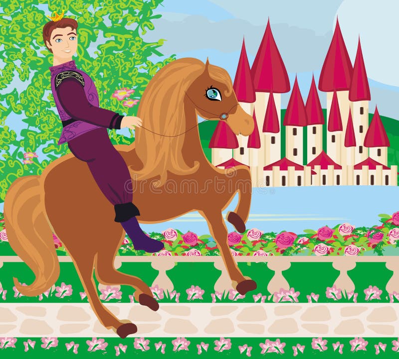 Prince Riding a Horse To the Castle Stock Vector - Illustration of ...