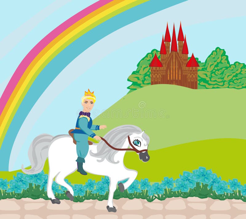 Prince Riding A Horse To The Princess Stock Vector - Illustration of ...
